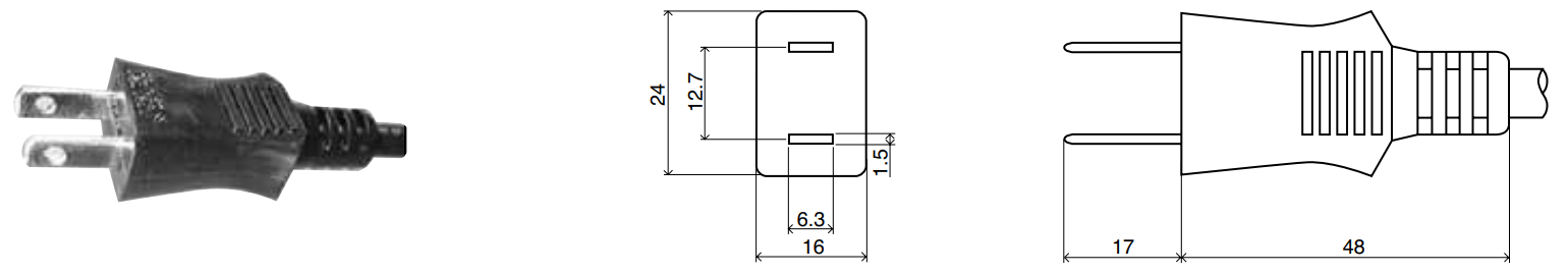 VCT2×0.75 7A-125V/VCT2×1.25 12A-125V/VCT2×2.0 15A-125V