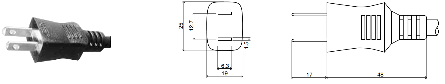 VCT2×0.75 7A-125V/VCT2×1.25 12A-125V/VCT2×2.0 15A-125V