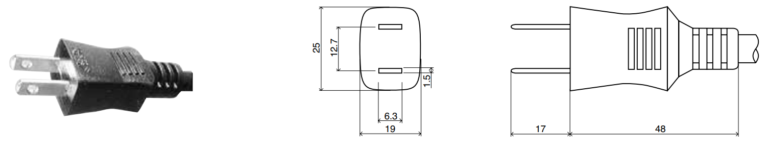 VCT2×0.75 7A-125V/VCT2×1.25 12A-125V/VCT2×2.0 15A-125V