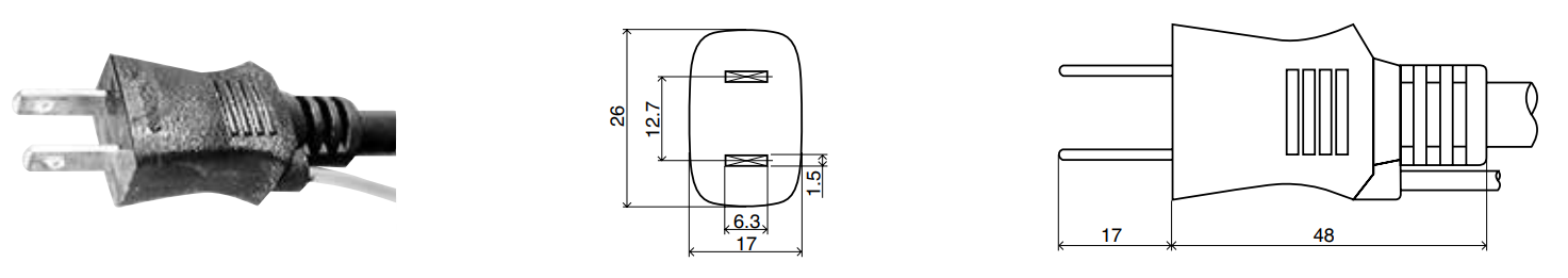 VCTF3×2.0 15A-125V/VCTF4×2.0 17A-250V