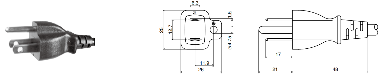 VCTF3×2.0 15A-125V/VCTF4×2.0 17A-250V